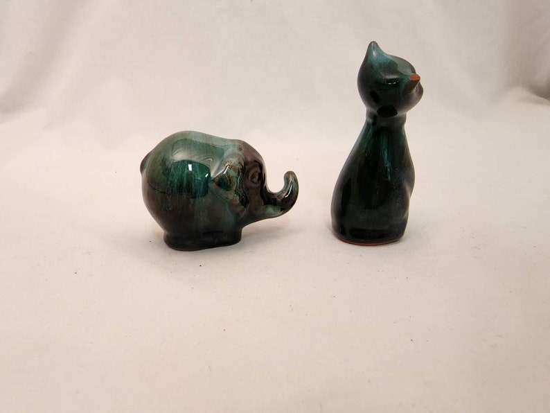 Mini Blue Mountain Pottery Cat and Elephant. - Etsy