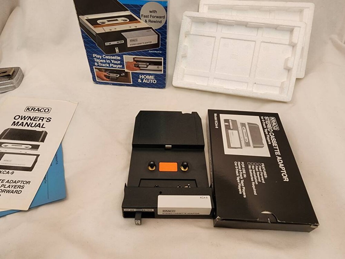 Kraco Stereo Cassette Adaptor, 8 Track Adaptor, Play Cassettes on Your ...