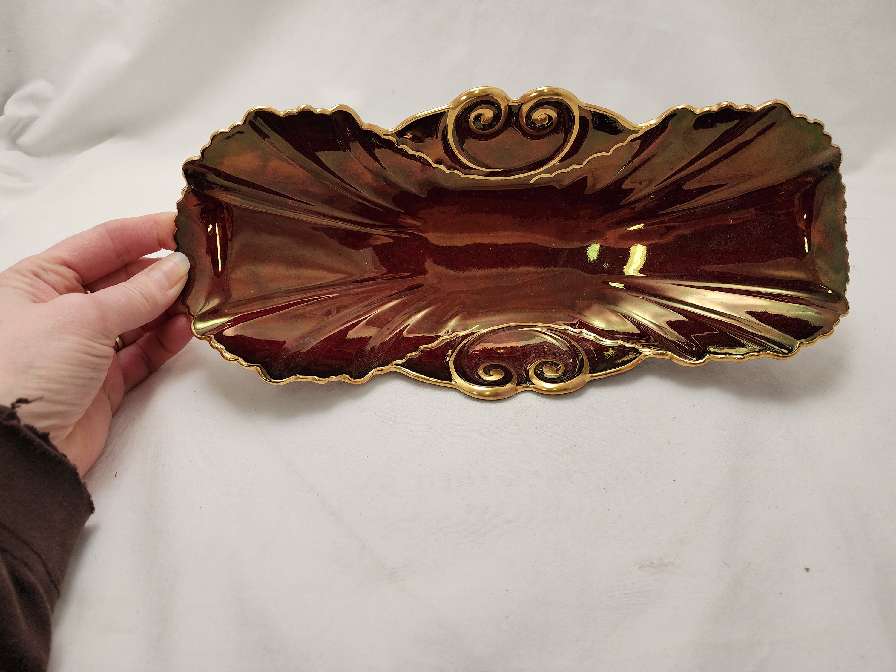 Vintage Carlton Ware Rouge Royale Burgundy and Gold Large Leaf Dish - Etsy