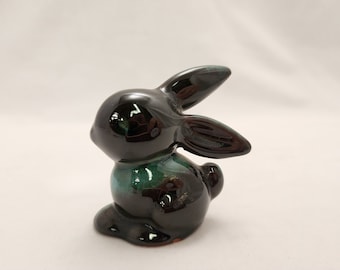 Blue Mountain Pottery, Small Rabbit or Bunny, BMP Black and Green Drip ...