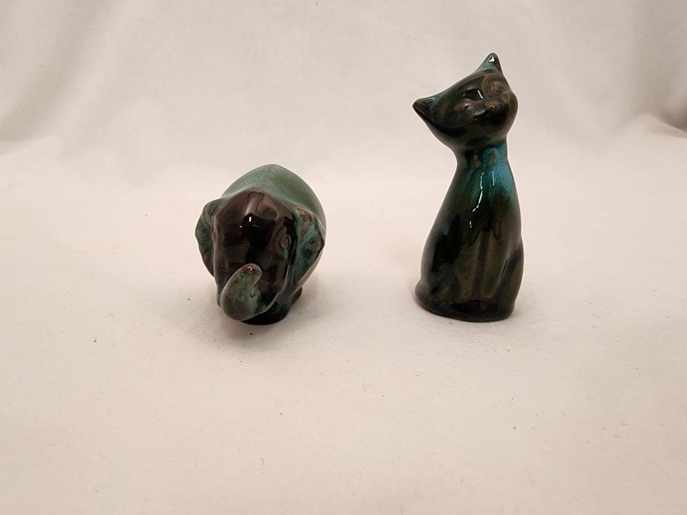 Mini Blue Mountain Pottery Cat and Elephant. - Etsy