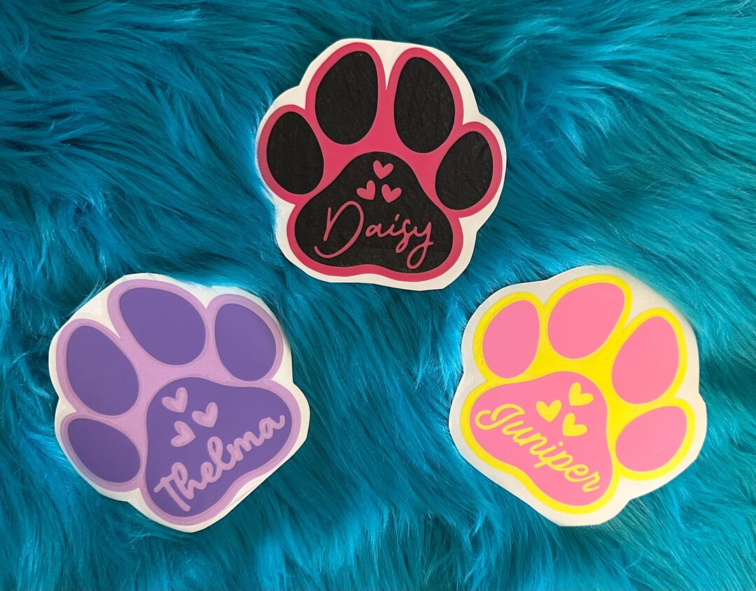 Custom Paw Print Name Sticker | Personalized Pet Name Decal | Cute ...