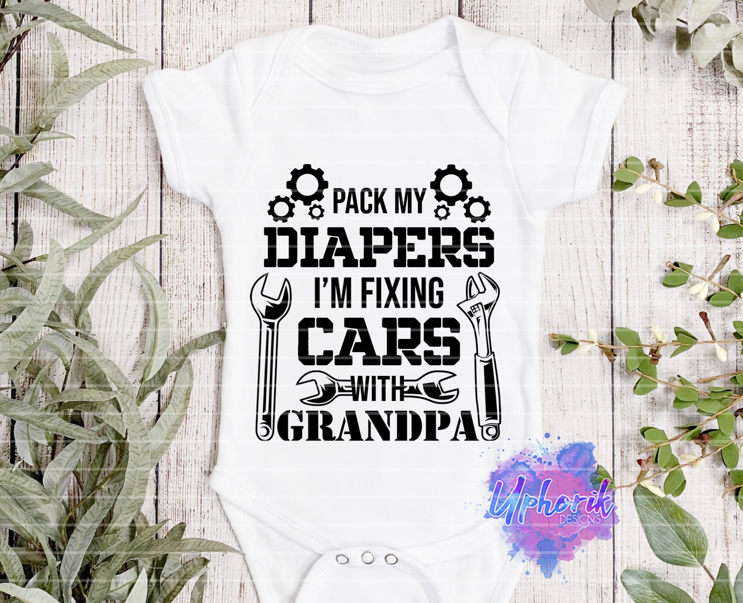 Pack My Diapers, I'm Fixing Cars With Grandpa - Onesie SVG - Etsy