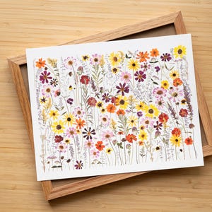 Pressed Flower Collage Art Nouveau Print || Wildflower Whimsy Wall Art ...
