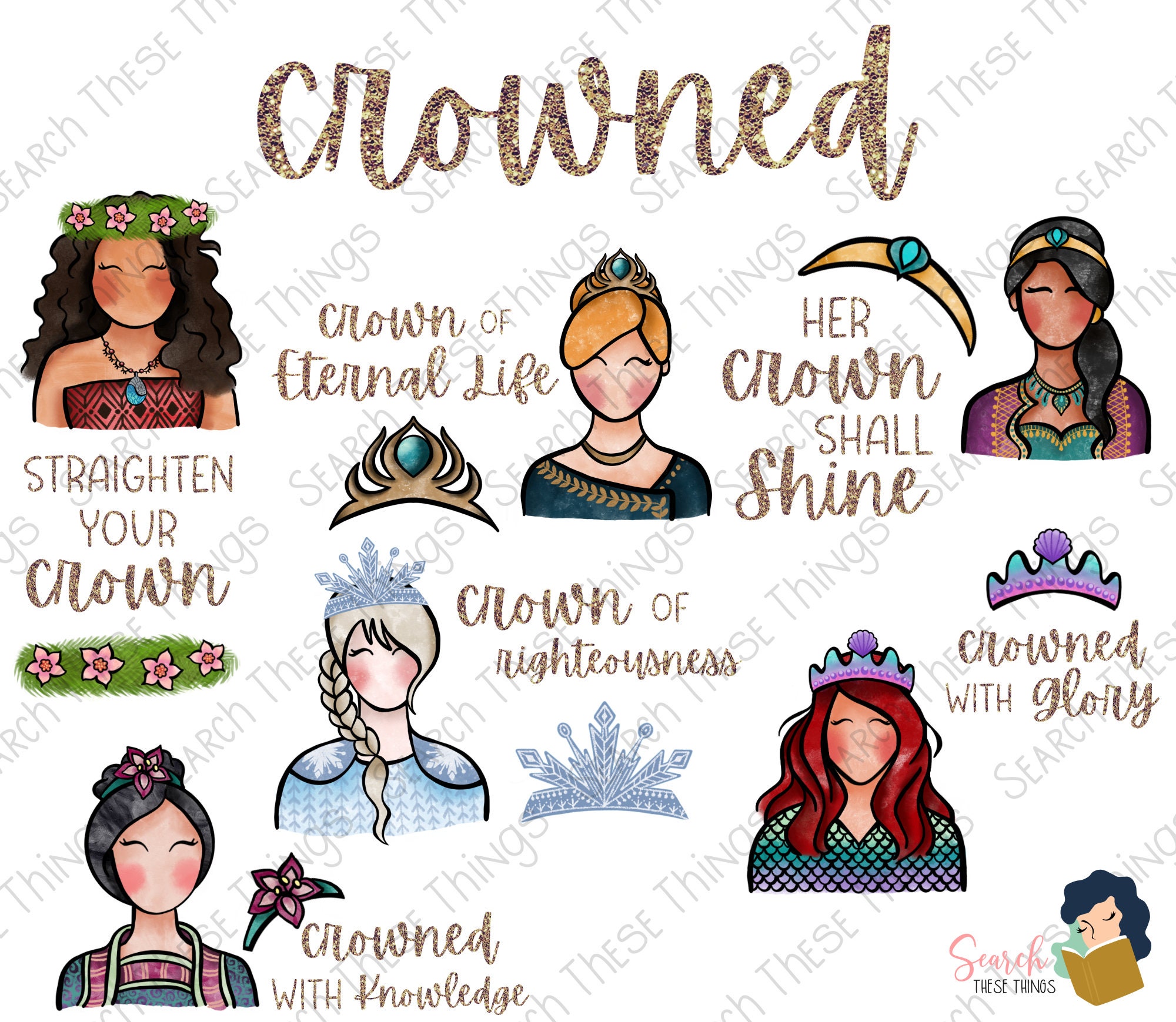 DIGITAL - Crowned (set 1) - Etsy
