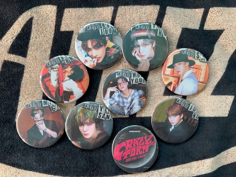 Ateez Merch: 9 Crazy Form Buttons Set Kpop Ateez Merch Kpop Pins Ateez Pins Ateez Button - Etsy