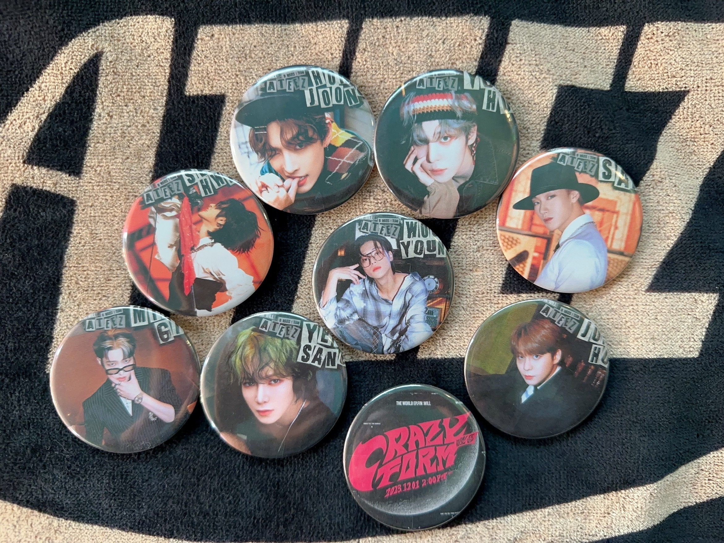Ateez Merch: 9 Crazy Form Buttons Set Kpop Ateez Merch Kpop Pins Ateez ...