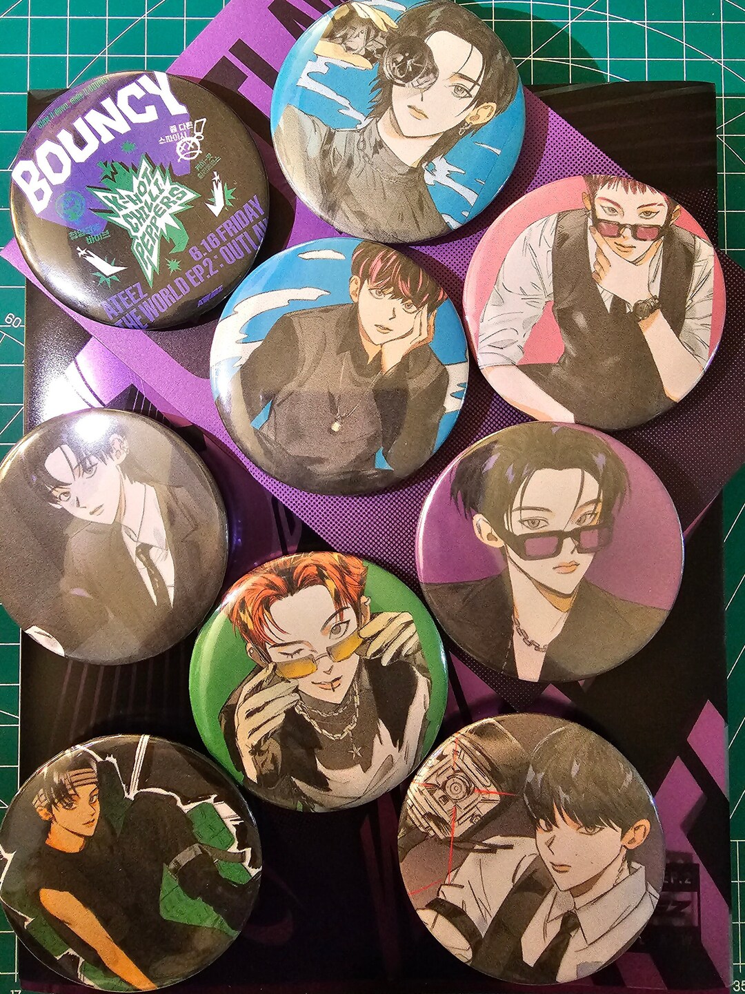 Ateez Merch: 9 Outlaw Buttons Set - Kpop Ateez Merch - Kpop Pins ...