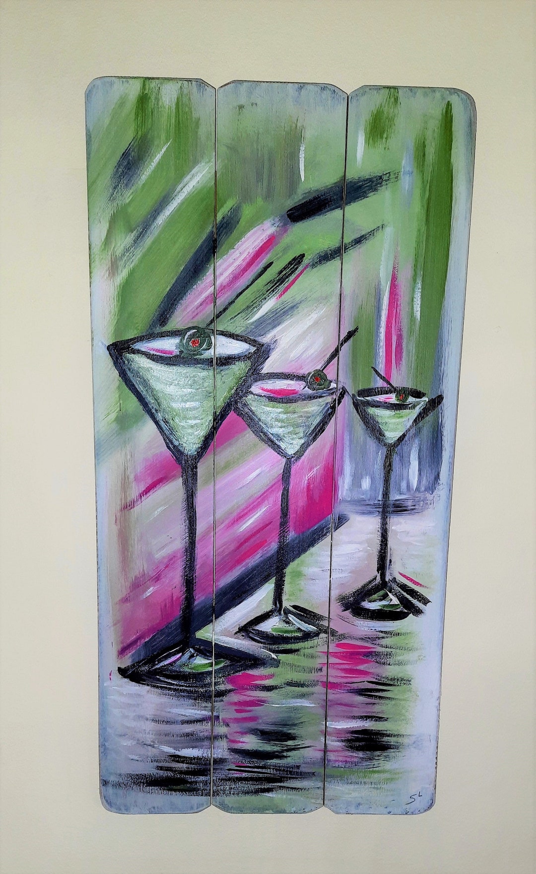 Original Cocktail Martini Abstract Painting Home Decor Bar // - Etsy ...