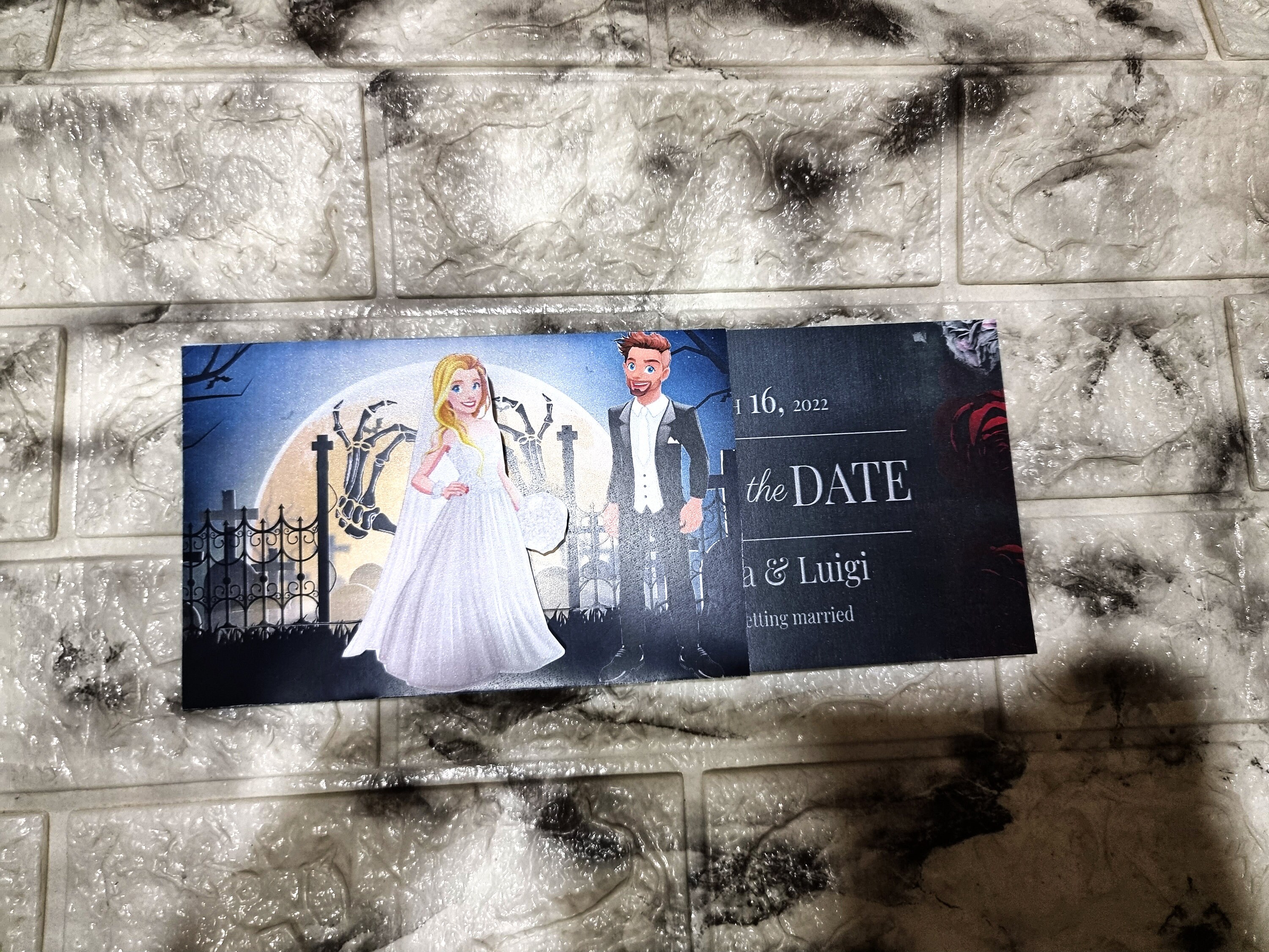 Gothic Sliding Bride Wedding Invitation Laser Cut Personalized, Gold ...