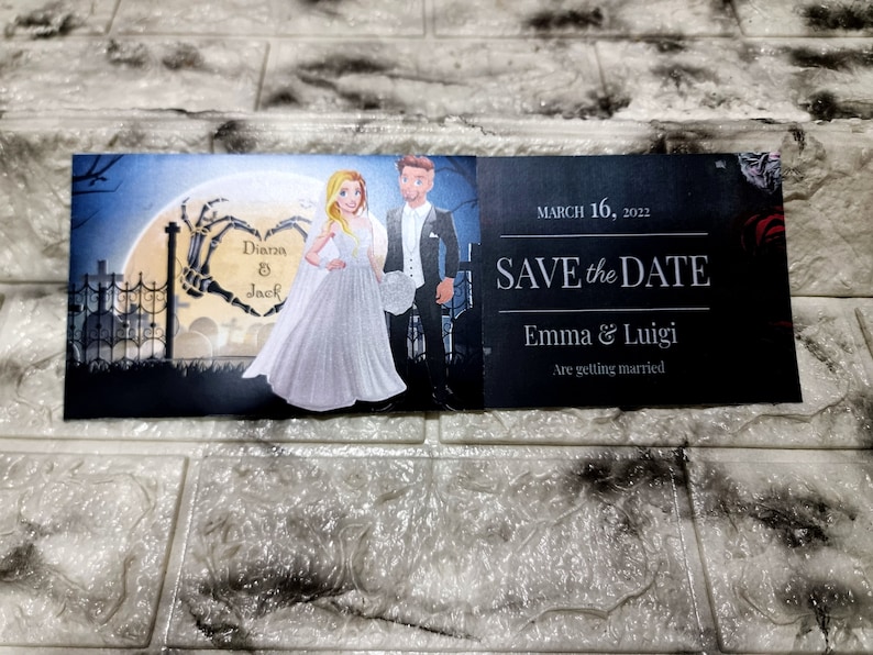 Gothic Sliding Bride Wedding Invitation Laser Cut Personalized, Gold ...