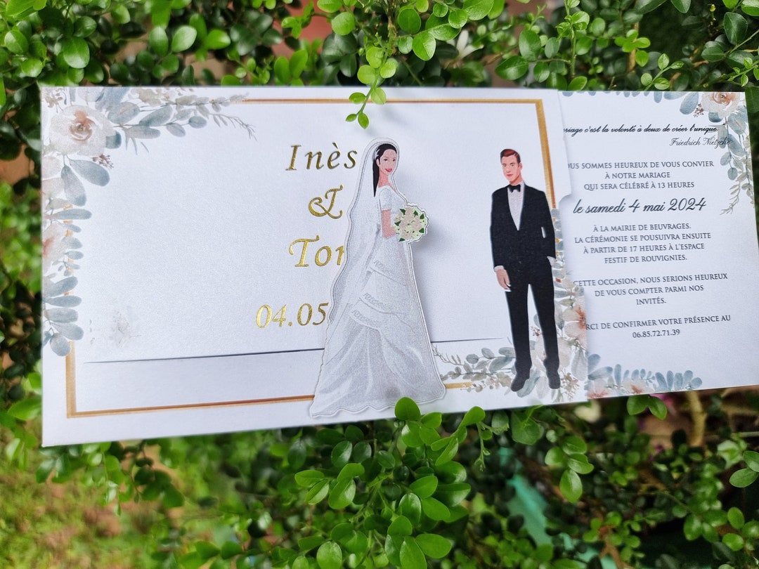 Invitación de boda de novia deslizante de boda Corte láser ...