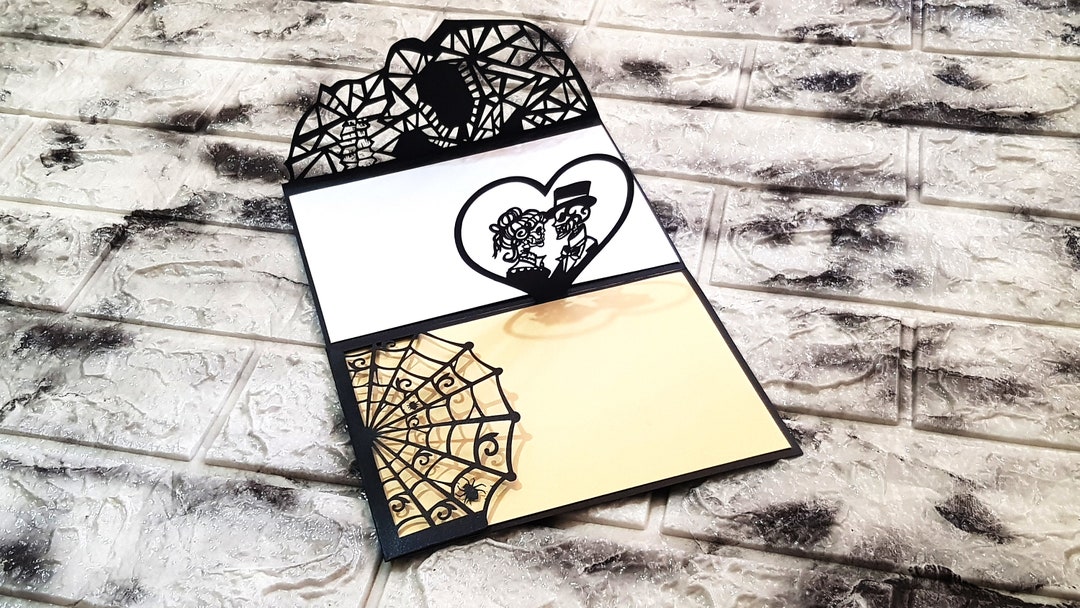 Gothic Pop up Wedding Card , Trifold Pop up Wedding Couple ,laser Cut ...