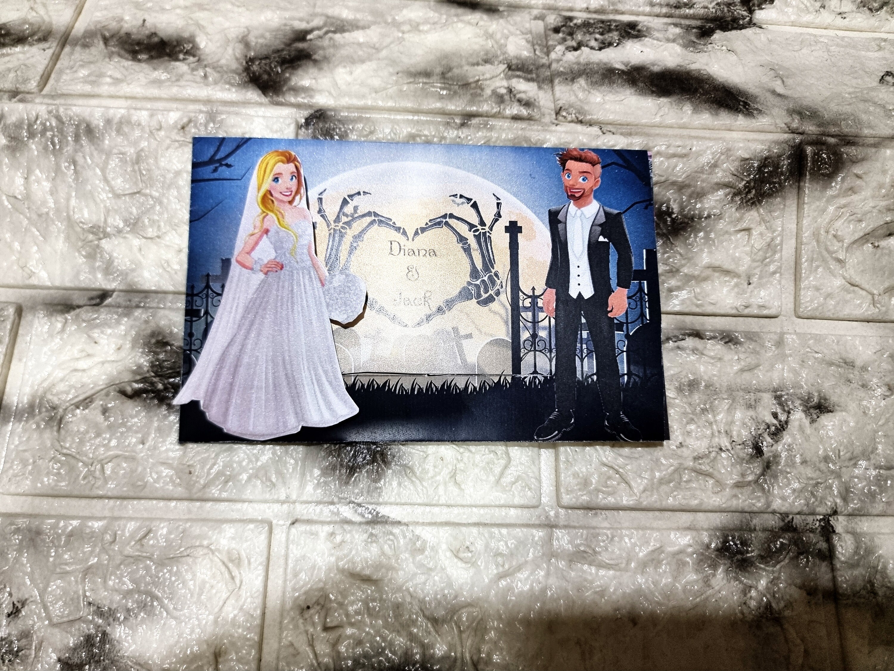 Gothic Sliding Bride Wedding Invitation Laser Cut Personalized, Gold ...