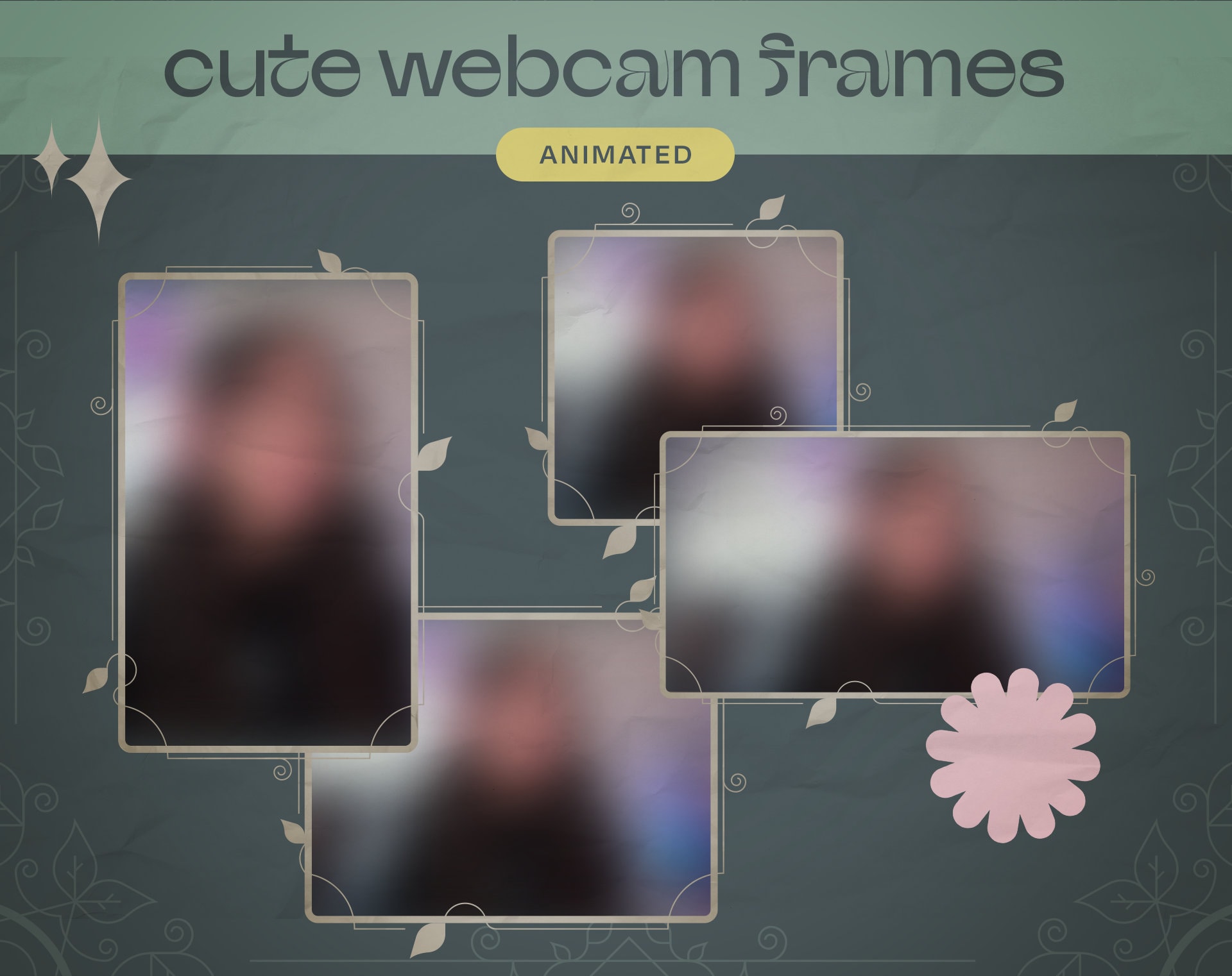 Paper Garden Animated Webcam Frames Package | 8 Frames, 2 Colors | 1x1 ...