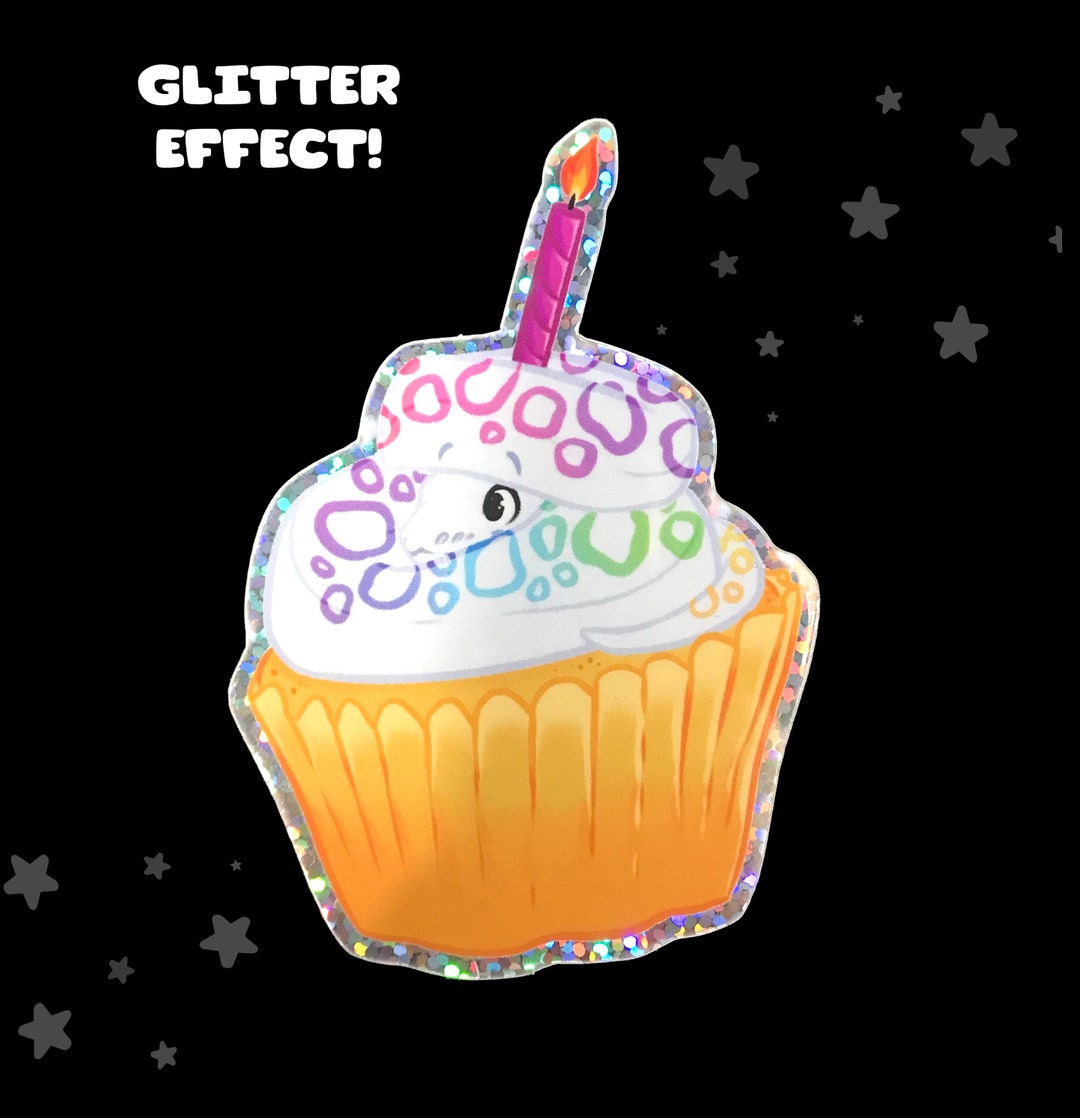 Glitter Ball Python Cupcake Sticker - Etsy