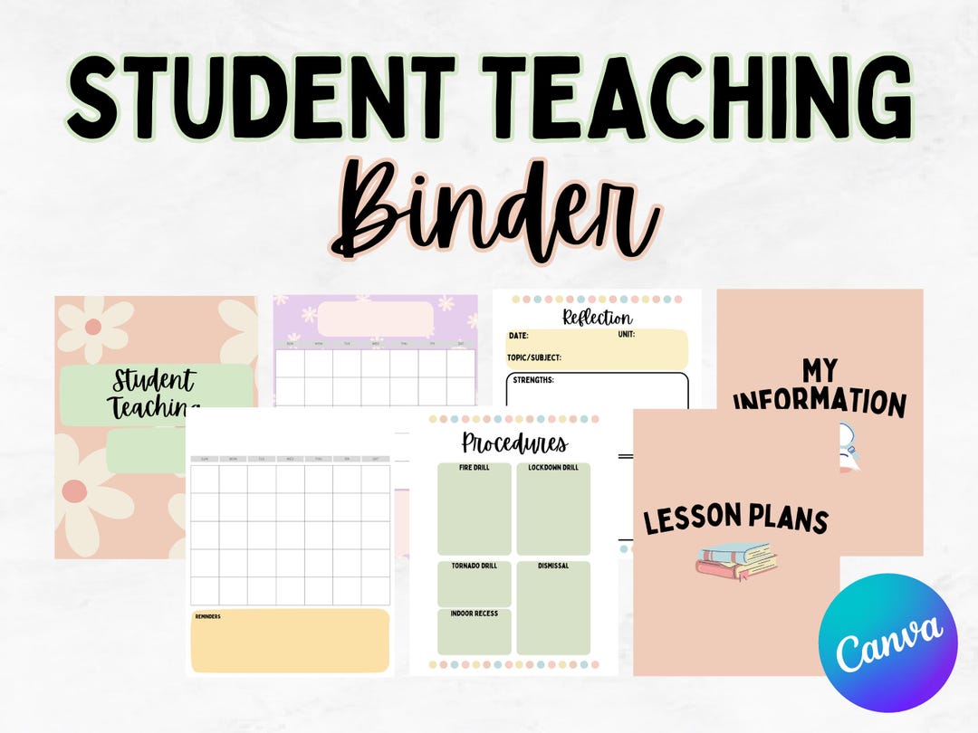 Student Teaching Binder: Editable Teacher Planner Templates (canva ...