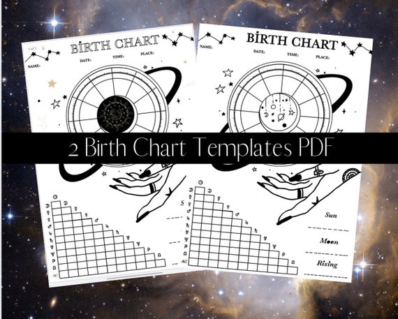 2 Birth Chart Blank Templates PDF Cheat Sheet Digital Grimoire - Etsy