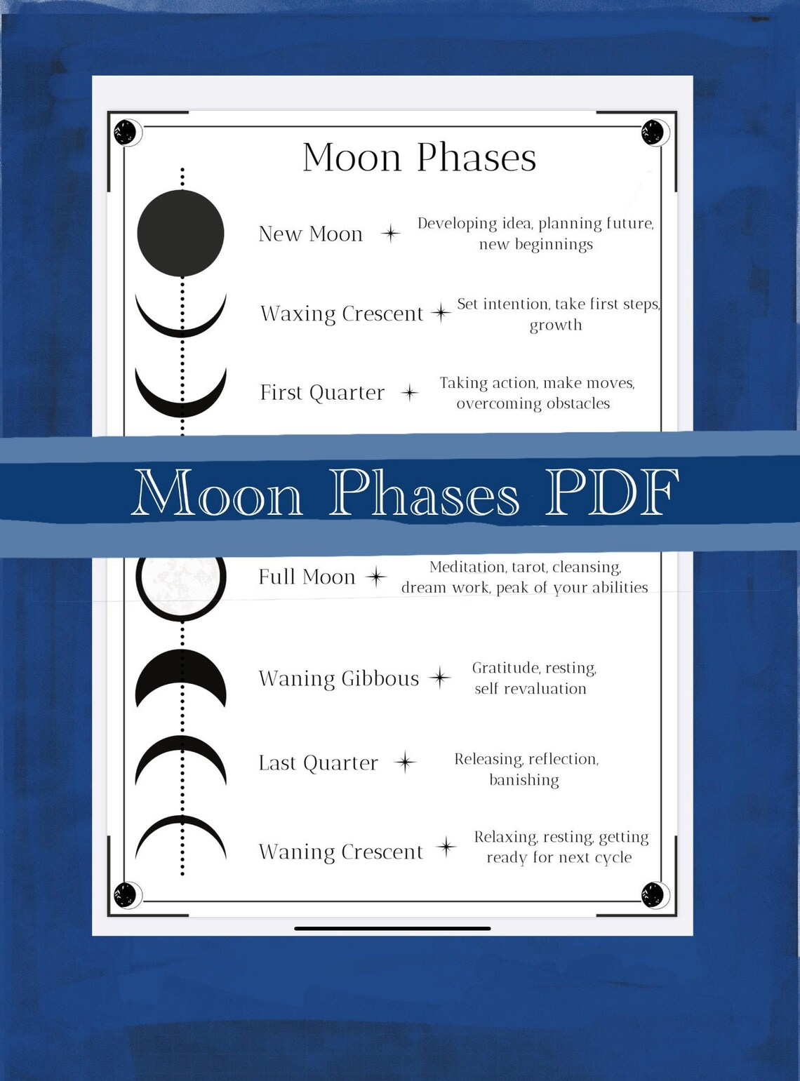 Minimalistic Moon Phases PDF Grimoire Page - Etsy