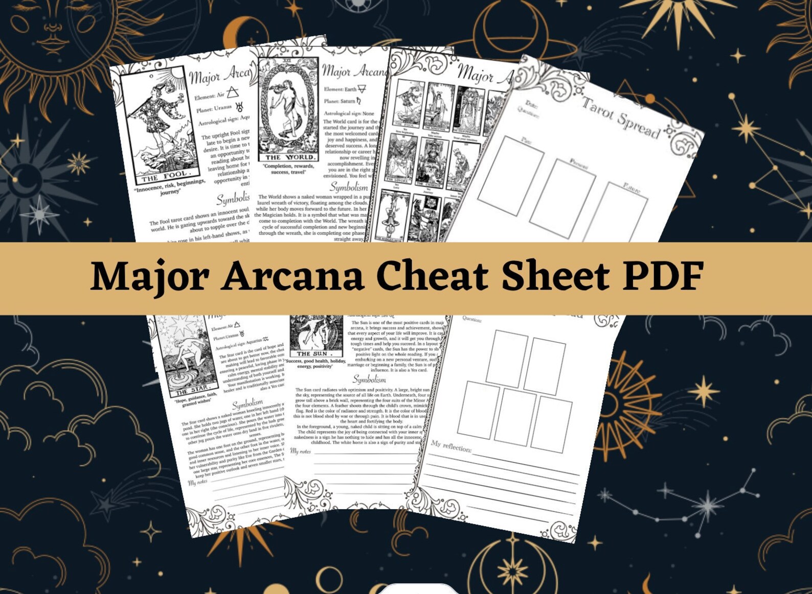 Major Arcana Tarot Cheat Sheet PDF Digital Grimoire Page PDF - Etsy