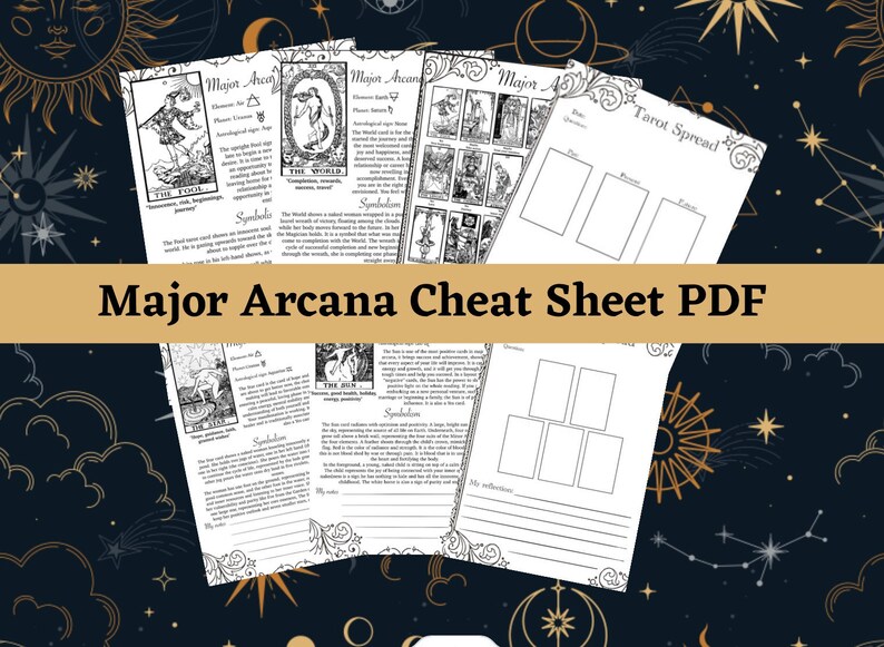 Major Arcana Tarot Cheat Sheet PDF Digital Grimoire Page PDF Learn ...