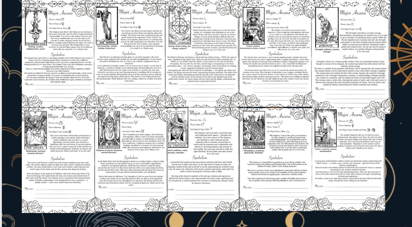 Major Arcana Tarot Cheat Sheet PDF Digital Grimoire Page PDF Learn ...