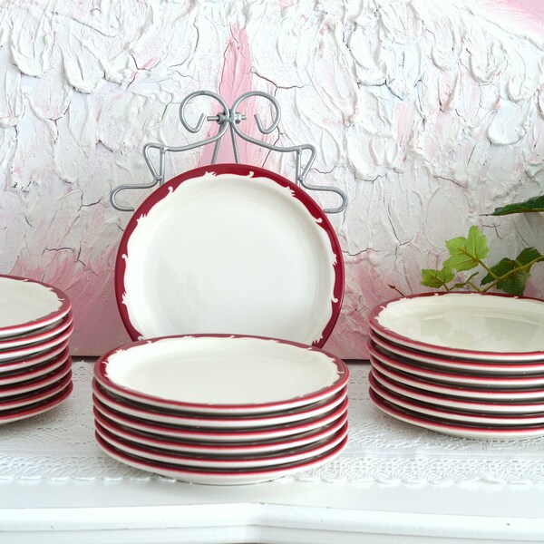 Red and White Plates - Etsy