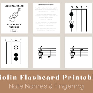 Violin Note Name & Finger Placement Flashcards Treble Clef Notes Violin ...