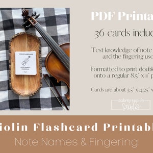 Violin Note Name & Finger Placement Flashcards Treble Clef Notes Violin ...