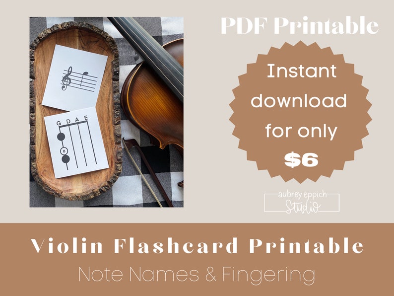 Violin Note Name & Finger Placement Flashcards Treble Clef - Etsy