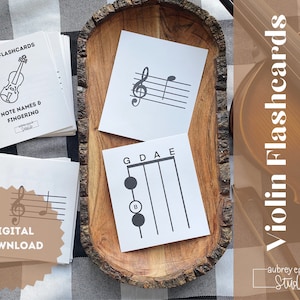 Violin Note Name & Finger Placement Flashcards Treble Clef Notes Violin ...