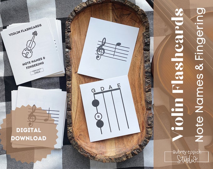 Violin Note Name & Finger Placement Flashcards | Treble Clef Notes ...