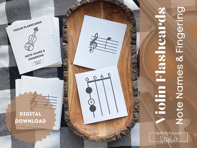 Violin Note Name & Finger Placement Flashcards Treble Clef - Etsy