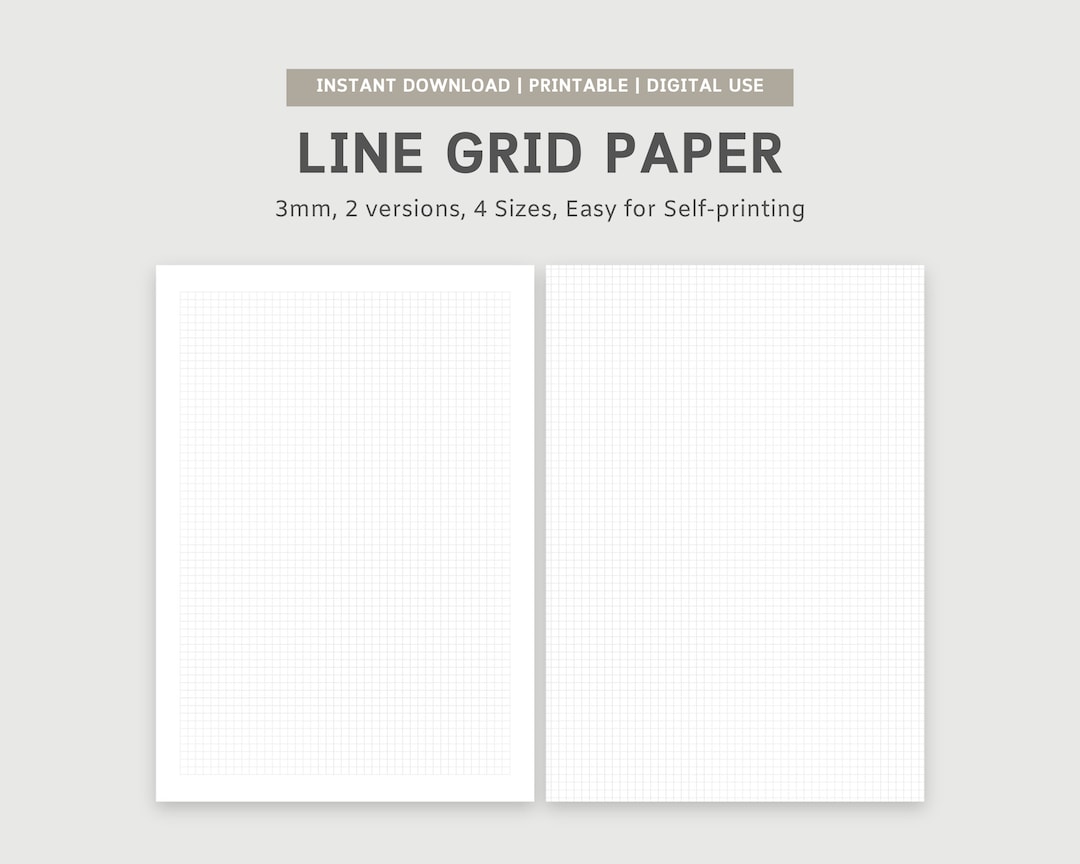 Line Grid Paper 5mm Graph Notes Printable Planner Inserts A4, A5 ...