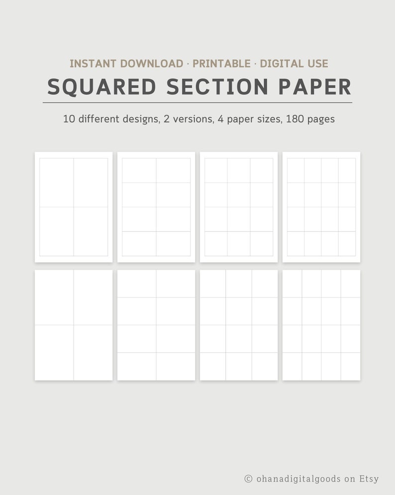 Split Page Note Paper | 10 Types | Idea Brainstorming Note | Printable ...