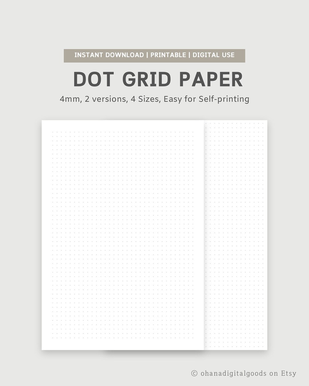 Dot Grid Paper | 4mm | Bullet Journal | Printable Planner Inserts ...