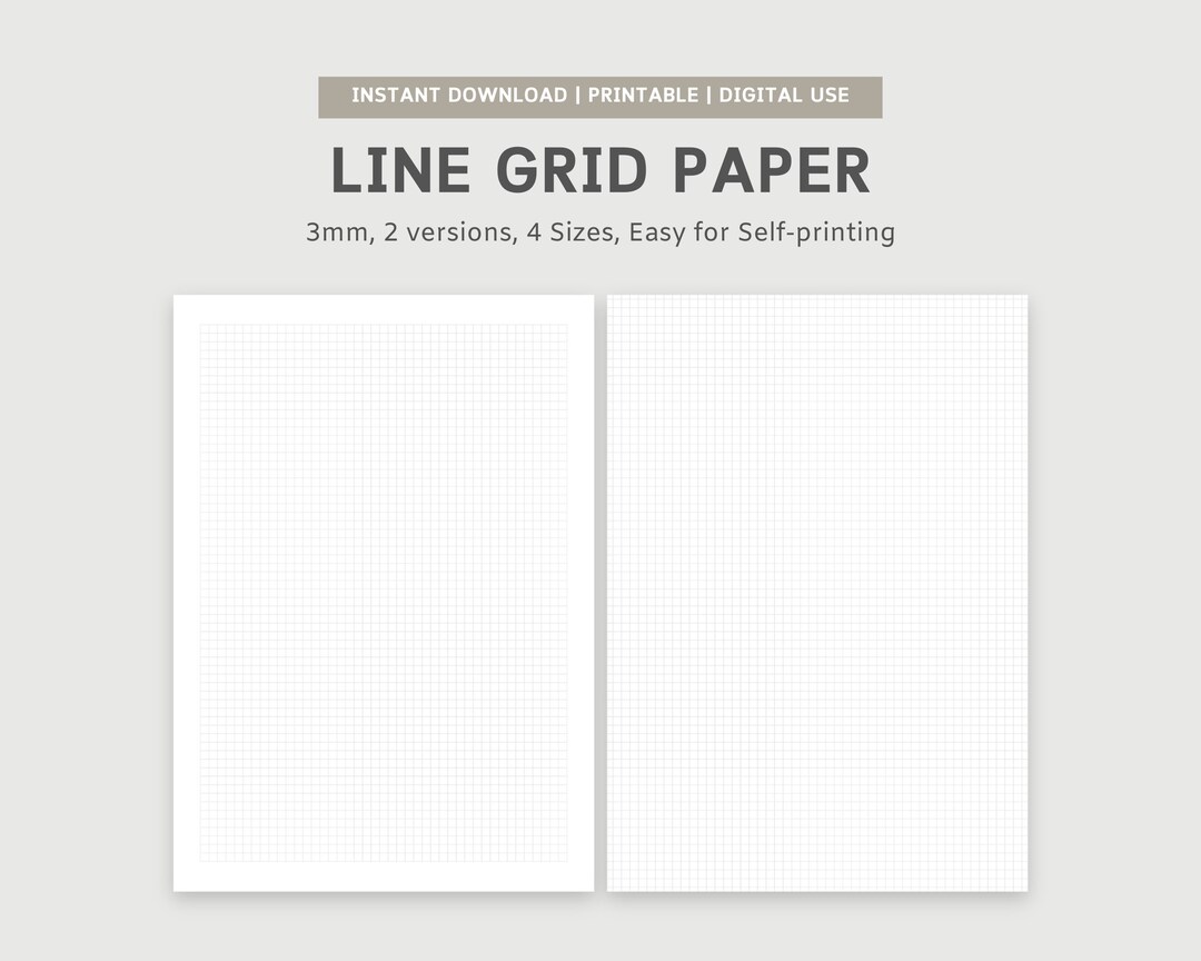 Line Grid Paper | 3mm | Graph Paper | Printable Planner Inserts ...