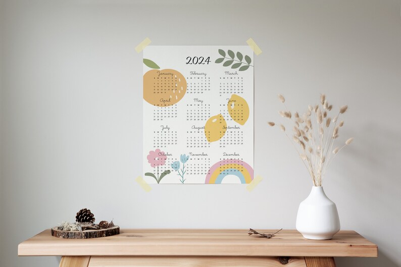 2024 Sunshine Printable Calendar A3 Letter 8.511 One Page Printable ...