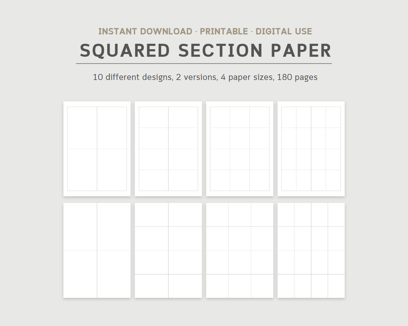 Split Page Note Paper | 10 Types | Idea Brainstorming Note | Printable ...