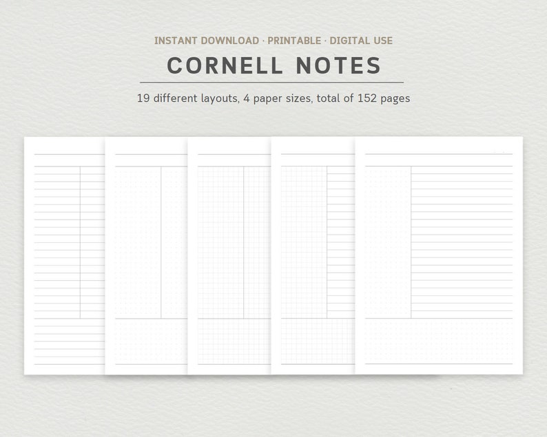 Cornell Notes Paper Bundle | 19 Layouts | Best Note Taking Method ...