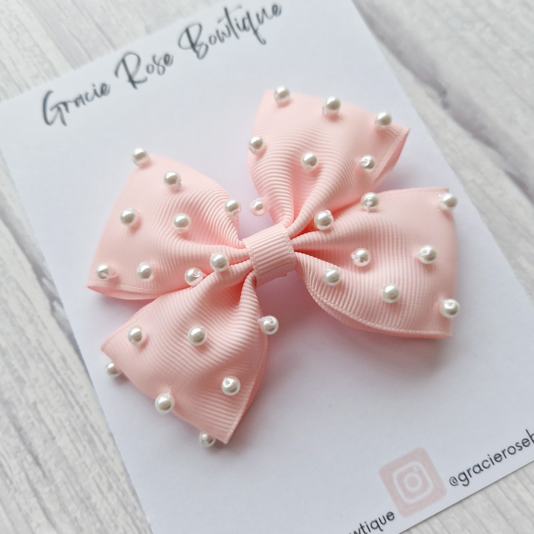 Pink Ribbon Bow, Flower Girl Hair Bow, Flower Girl Hair Accessories ...