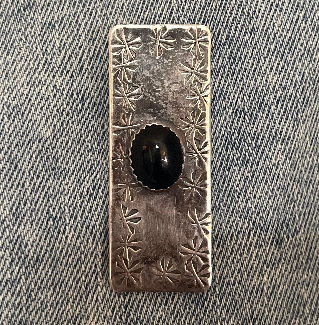 Handmade Vintage REAL Silver Pin With Black Onyx Stone - Etsy