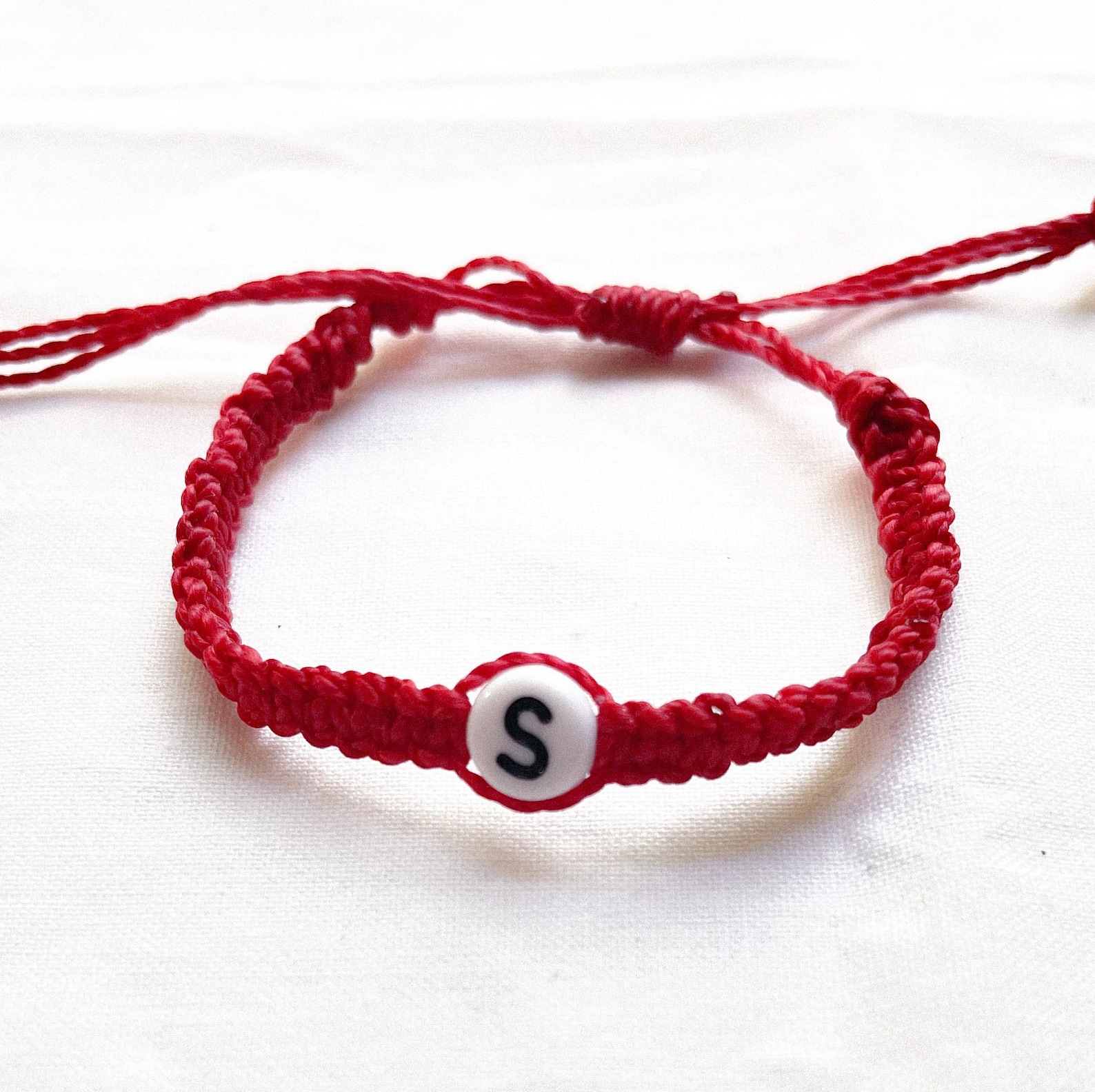 Waxed Cord Bracelet Letter Bead Bracelet Custom Bracelet - Etsy