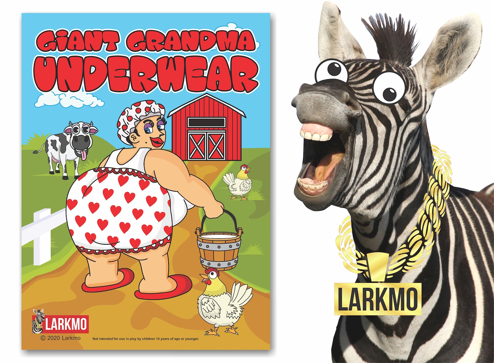 Giant Grand Mama Heart Print Undies, Big Momma Undies, Funny Joke Gag ...