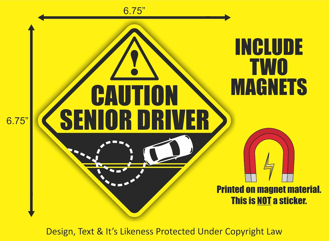 2 Funny Prank Caution Senior Driver Car Magnet Sign Gag Gifts for ...