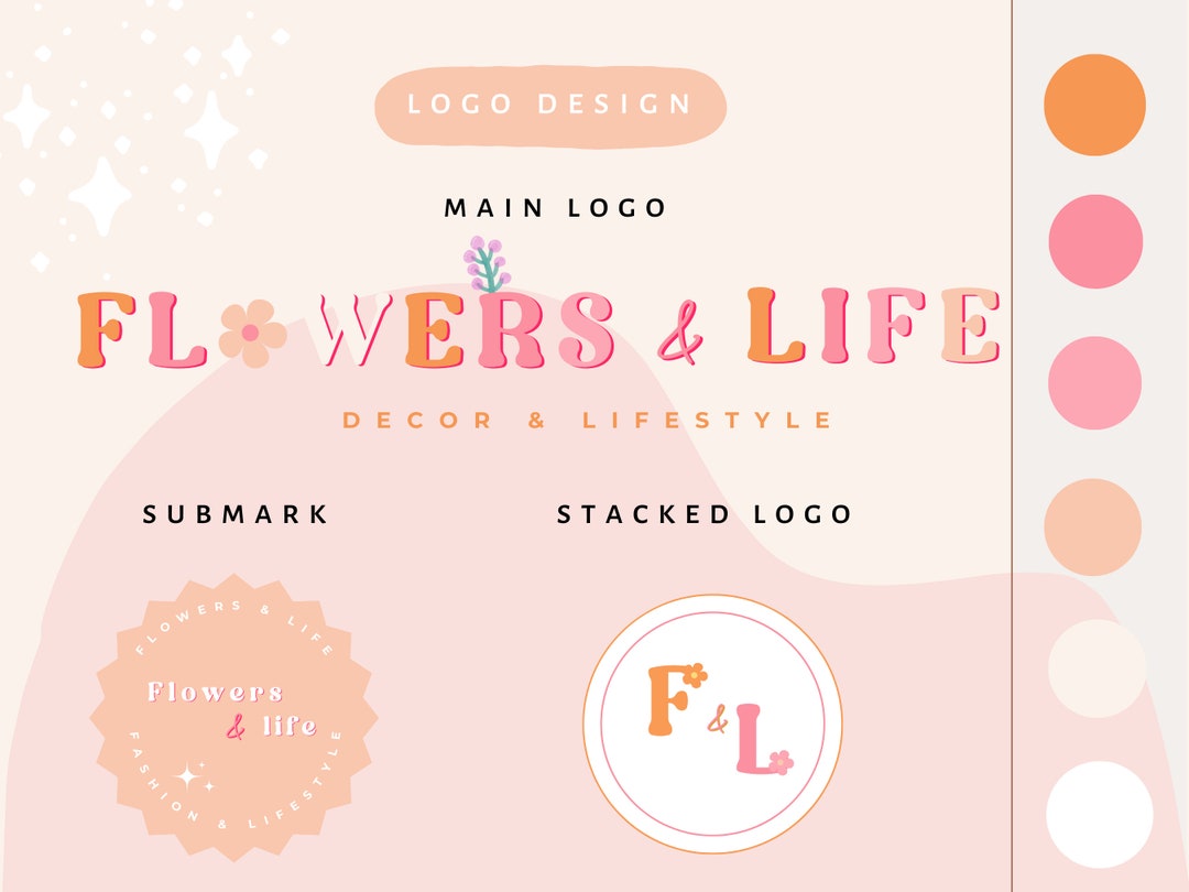 Pink Logo Design Bright Logo Trendy Logo Design Branding Kit Classical ...