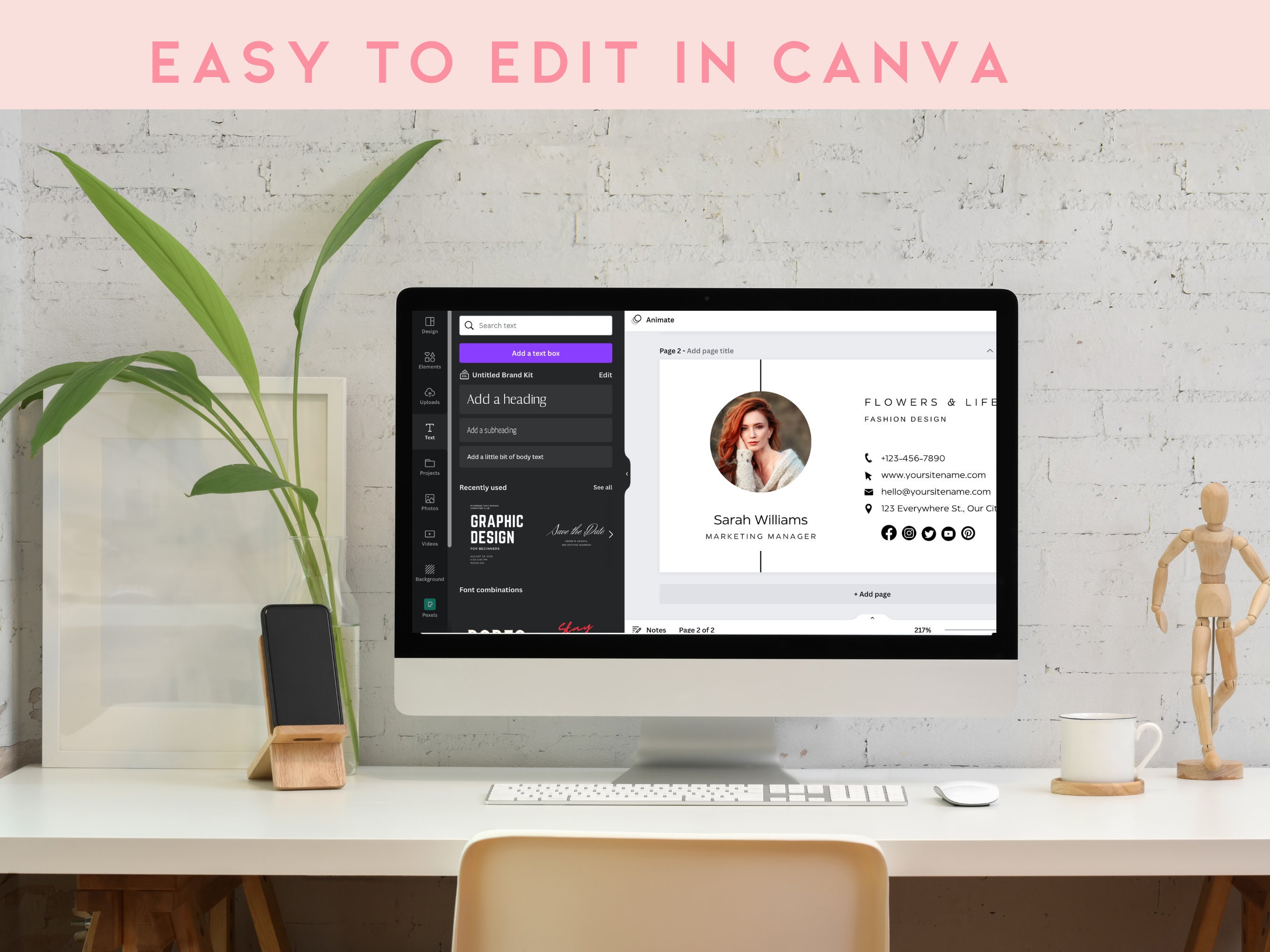 Flowers & Life Email Signature Template Canva Email Signature Template ...
