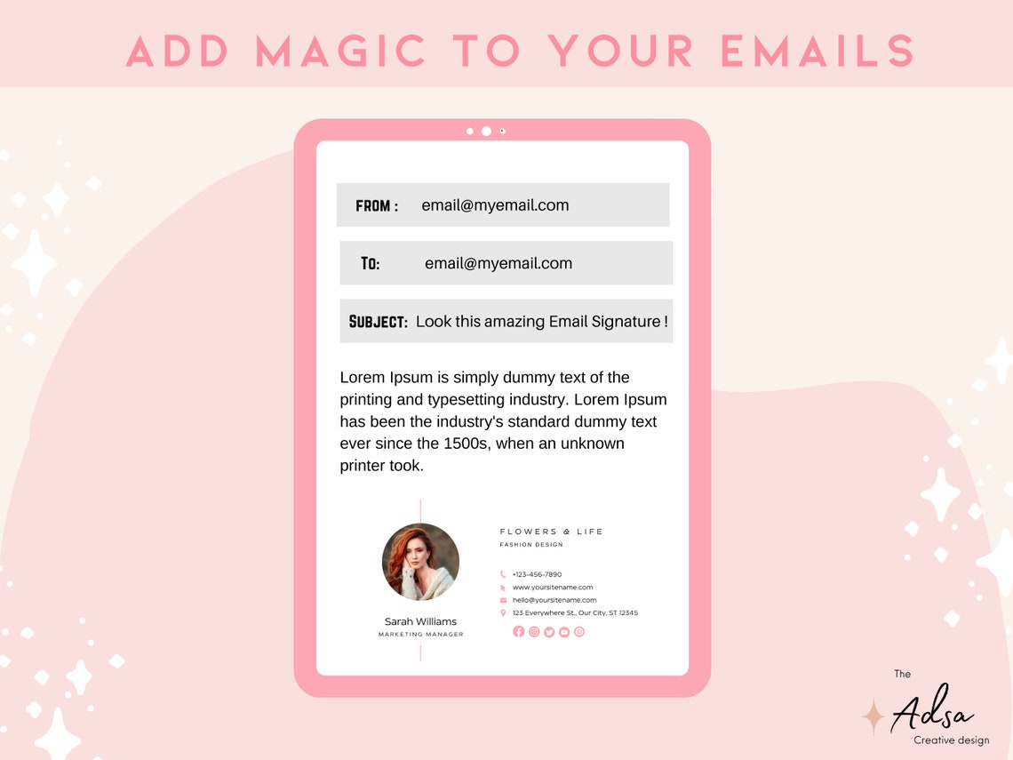 Flowers & Life Email Signature Template Canva Email Signature Template ...