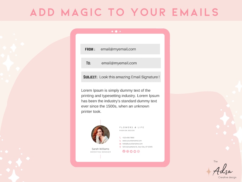 Flowers & Life Email Signature Template Canva Email Signature Template ...