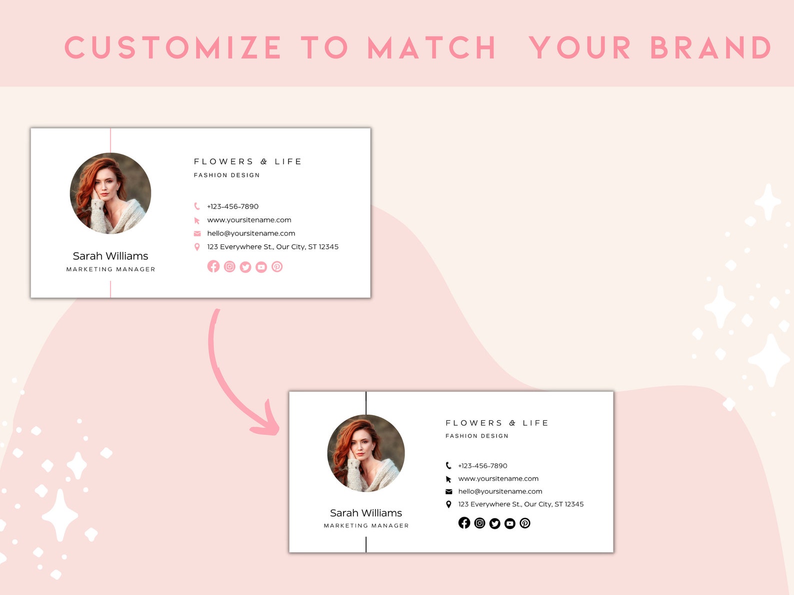 Flowers & Life Email Signature Template Canva Email Signature Template ...